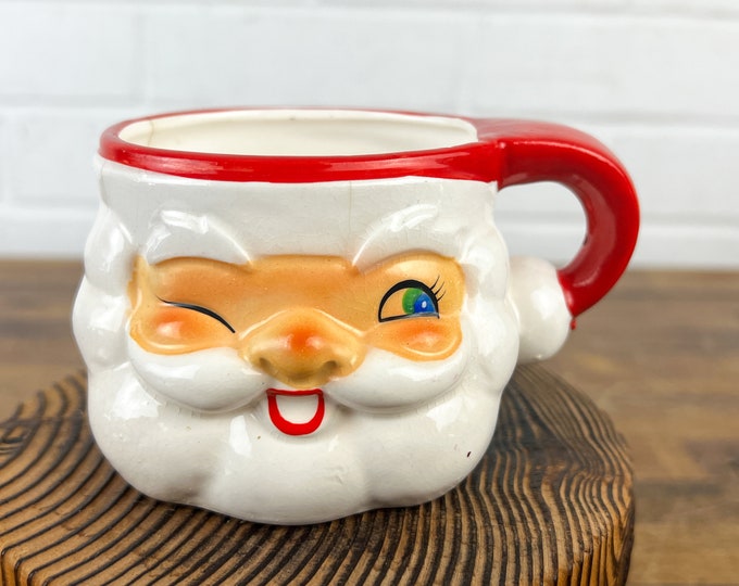 Full Size 1960 Vintage Howard Holt Santa Mug Cup Winking Santa Mug Hot ...