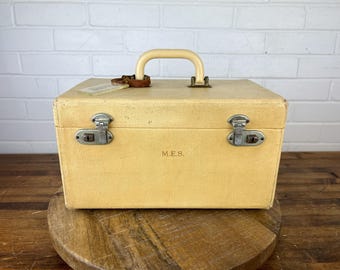 Distressed Vintage Green Train Case With Gold Accents Aged Makeup ...