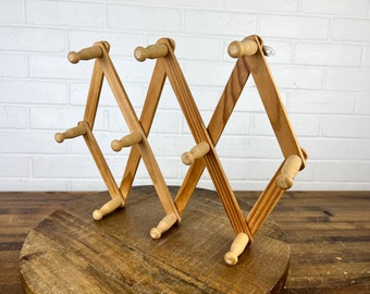 Vintage Brown Wood Peg Rack for the Wall Authentic Vintage Accordion ...