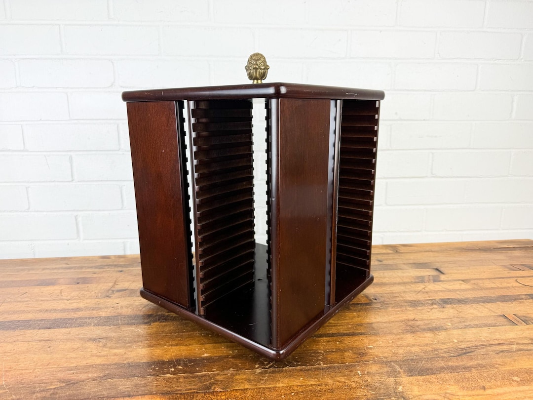 Dark Wood Vintage Bombay Company Rotating CD Holder Holds 64 Cds ...