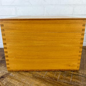 Vintage Wooden File Box With Box Joint Corners for 5x8 Cards 4x6 Index ...
