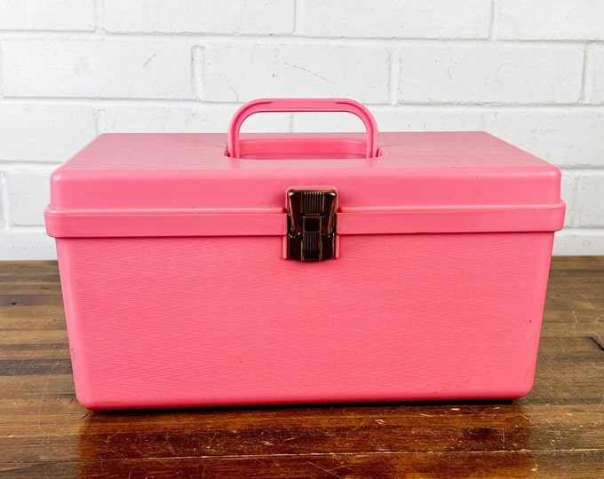 Vintage Pink Wilson Sewing Box With Attached Lid for Sewing Supplies ...