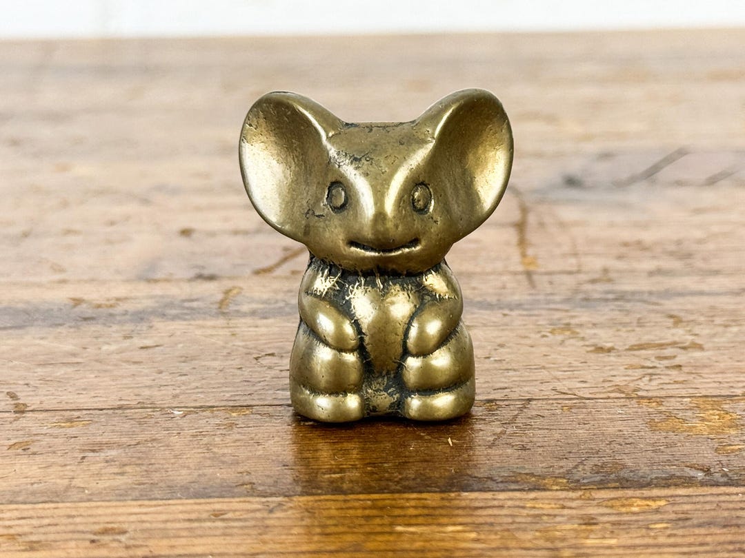 Vintage Brass Mouse Figurine, Big Ears Miniature - Etsy