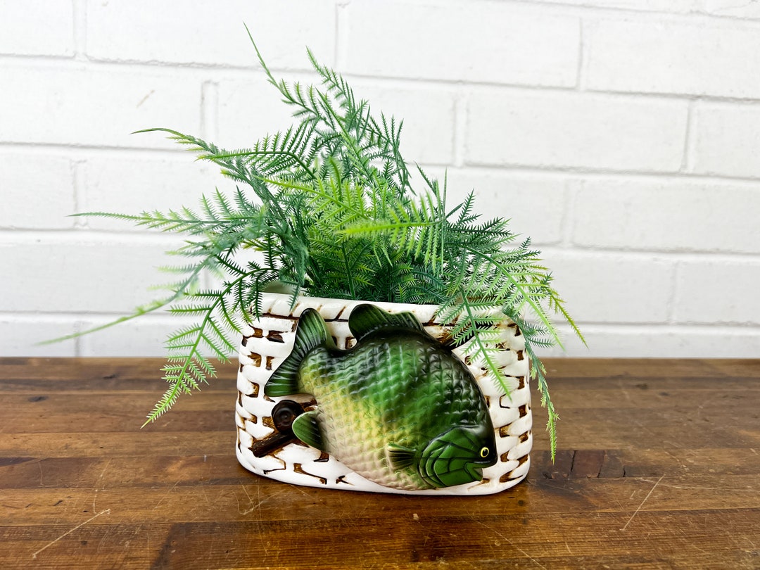 Vintage Bass Fish Indoor Planter Nautical Wall Art Fish Tank Artwork ...