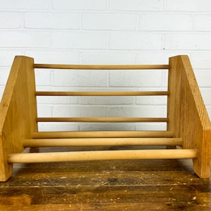 Vintage Brown Wooden Book Stand Storage Rack Tabletop Book Stand Wooden ...