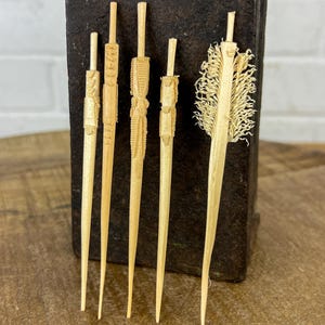 Set of 20 Vintage Hand Carved Wood Cocktail Picks Made in Portugal Hors ...