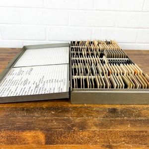 Vintage Gray Metal 35mm Slide File Box With Lid Latch Handle Mansfield ...