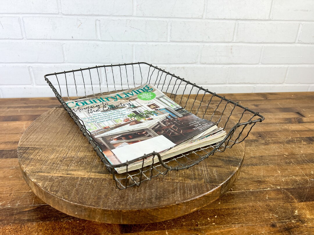Vintage Metal Wire Paper Tray Office Letter File Tray Document ...