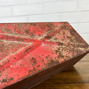 Vintage Distressed Red Metal Box With Top Hinged Lid Latch and - Etsy