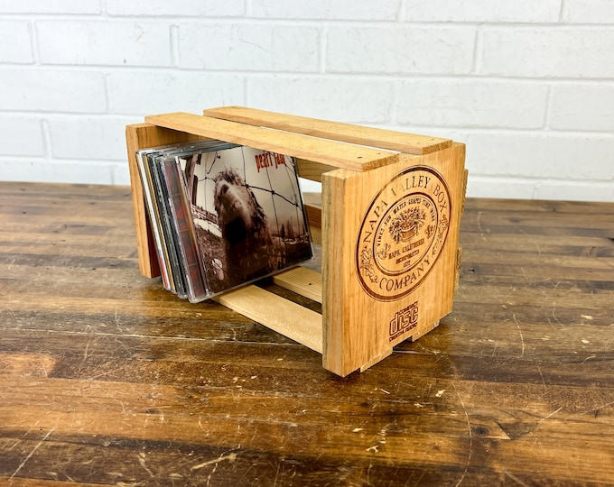 Vintage Napa Valley Wood Storage Display Container or CD Holder Storage ...