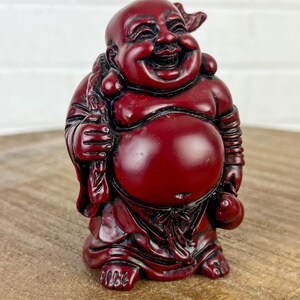 Vintage Happy Buddha Figurine – Cinnabar Resin Laughing Buddha Statue ...