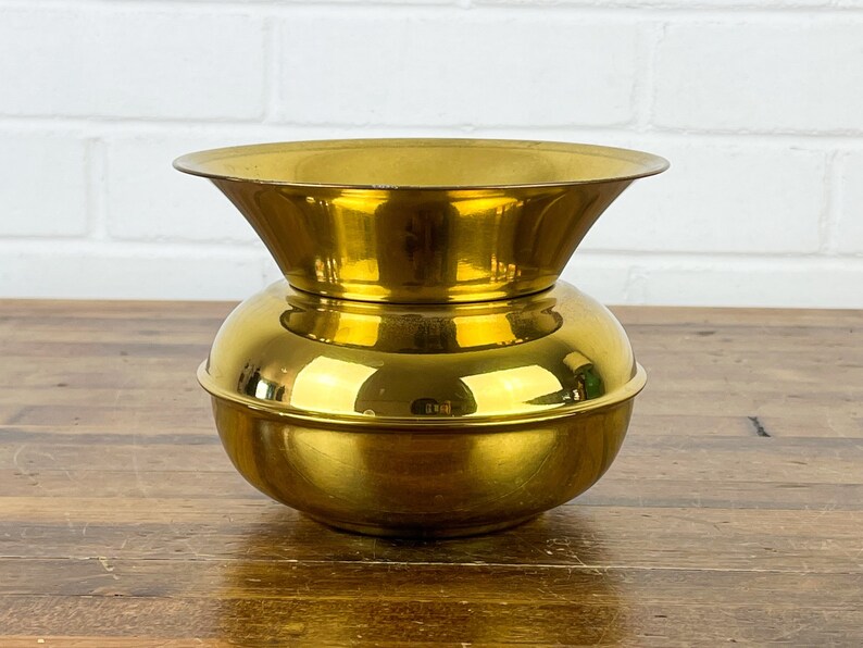 Vintage Brass Spittoon Made in England Authentic Aged Flower | Etsy