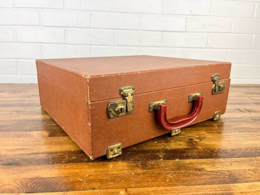 Vintage Brown Box With Hinged Lid and Handle Square Rectangle - Etsy