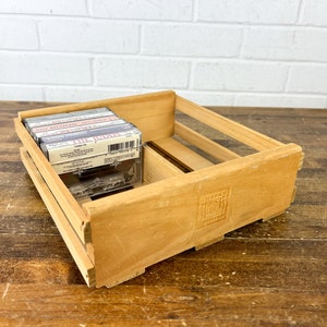 Vintage Napa Valley Wood Tape Cassette Holder Crate Storage Display ...