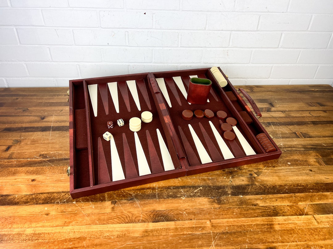 Vintage Brown Backgammon Set Board Game With Game Pieces Travel Game ...