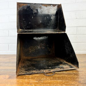 Vintage Black Distressed Metal Box Lid File Box Holds Paper Industrial ...