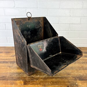 Vintage Black Distressed Metal Box Lid File Box Holds Paper Industrial ...