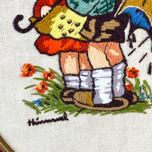 Vintage Hummel Crewel Embroidery in Frame Authentic Handmade Vintage ...