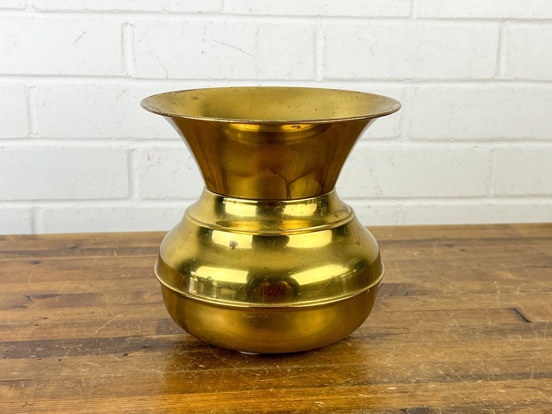 Vintage Brass Spittoon Authentic Distressed Gold Metal Pot Collectible ...