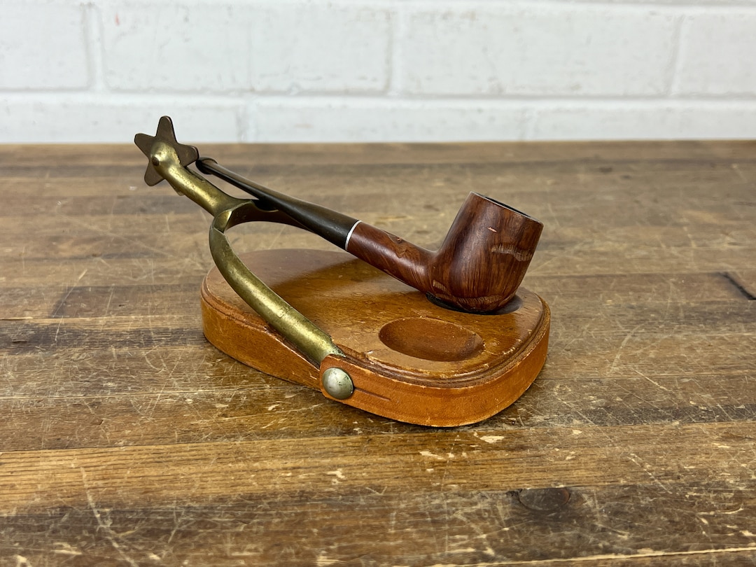 Vintage Western Spur Wood Pipe Holder for 2 Pipes Authentic Vintage ...