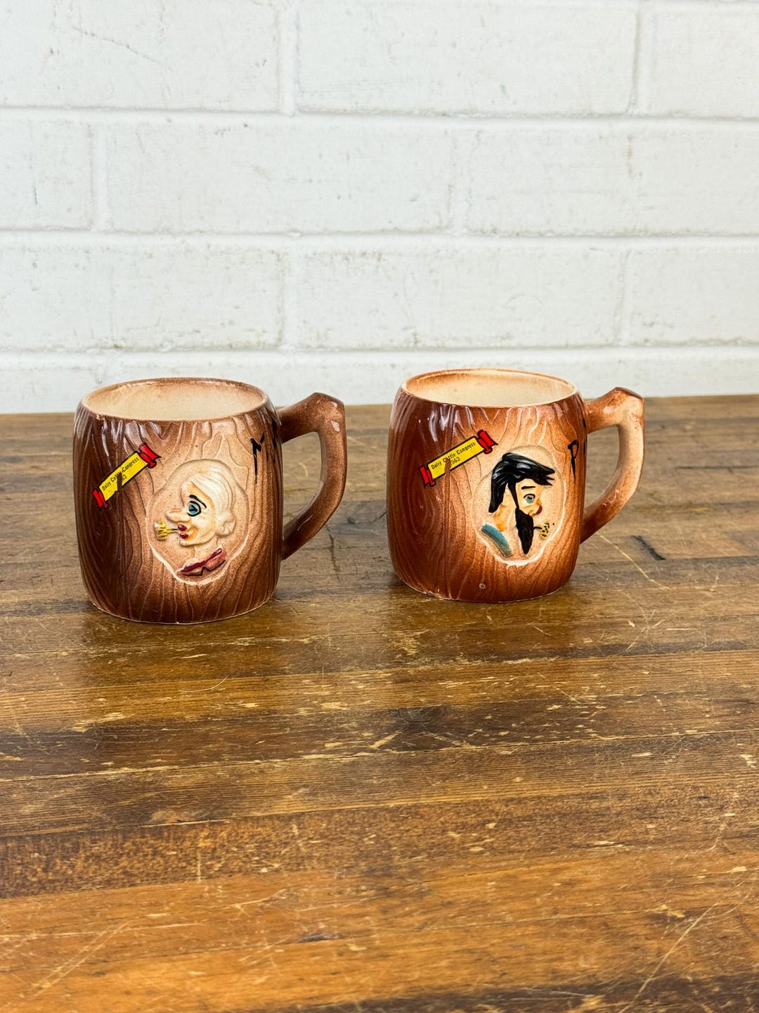 Vintage 1963 Ma & Pa Tree Trunk Coffee Mugs – Dairy Cattle Congress ...