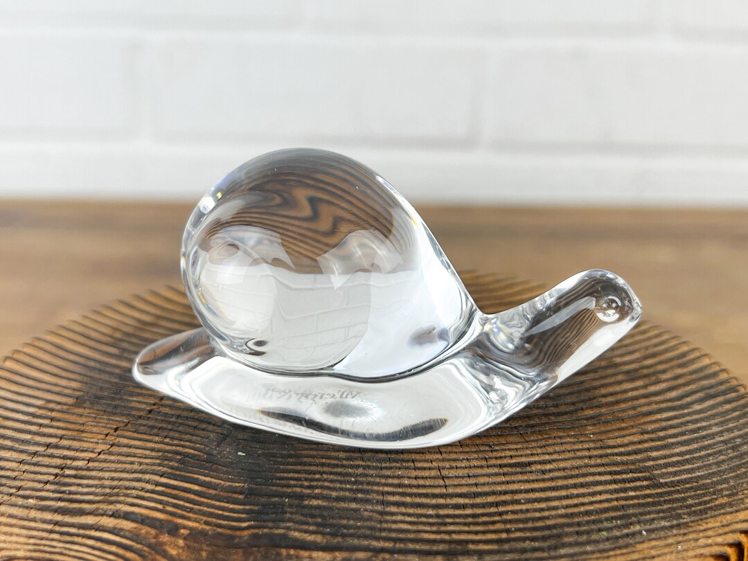 Vintage Clear Glass Snail Figurine Small Decorative Snail Shelf Decor ...