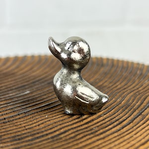 Vintage Miniature Silver Duck Figurine Little Tiny Duck Gift Mini Duck ...