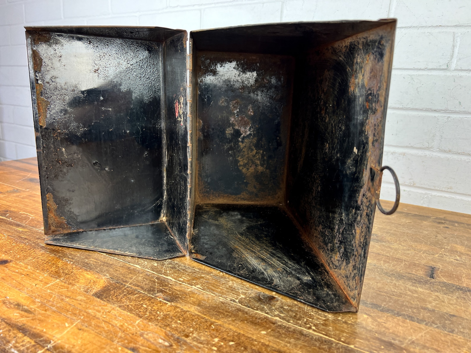 Vintage Black Distressed Metal Box Lid File Box Holds Paper Industrial ...