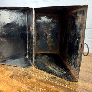 Vintage Black Distressed Metal Box Lid File Box Holds Paper Industrial ...