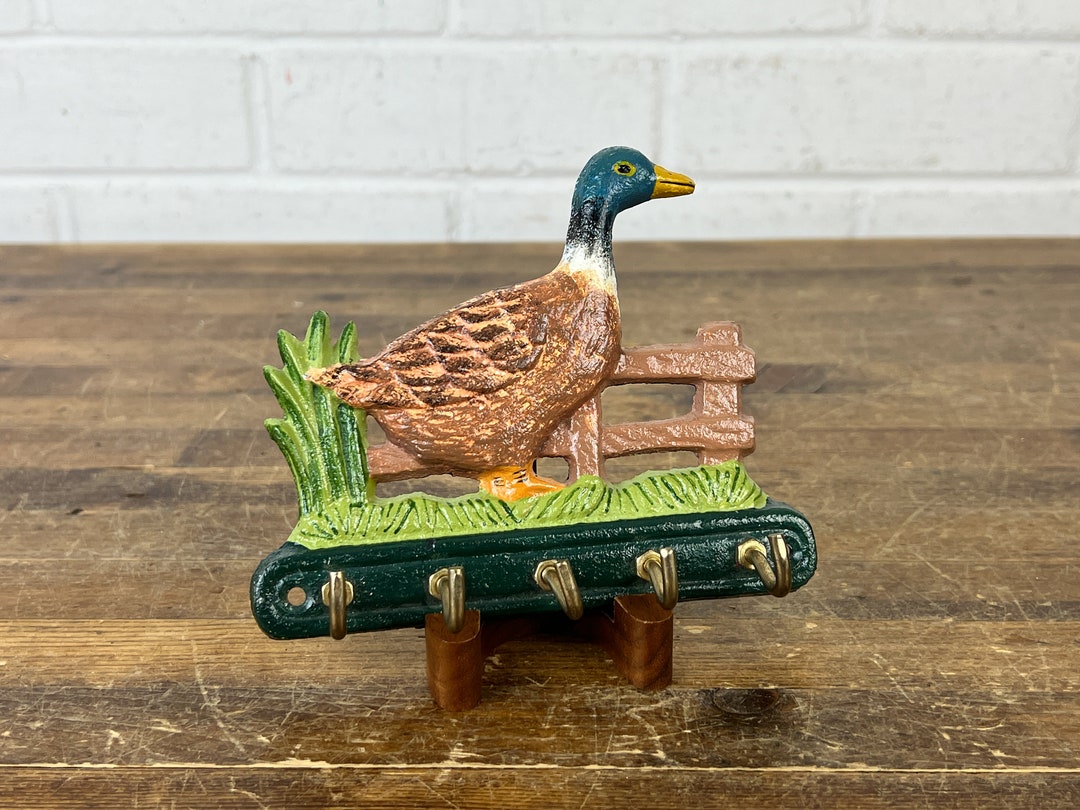 Vintage Cast Iron Duck Key Holder Small Wall Hooks Shaped Like a Duck ...