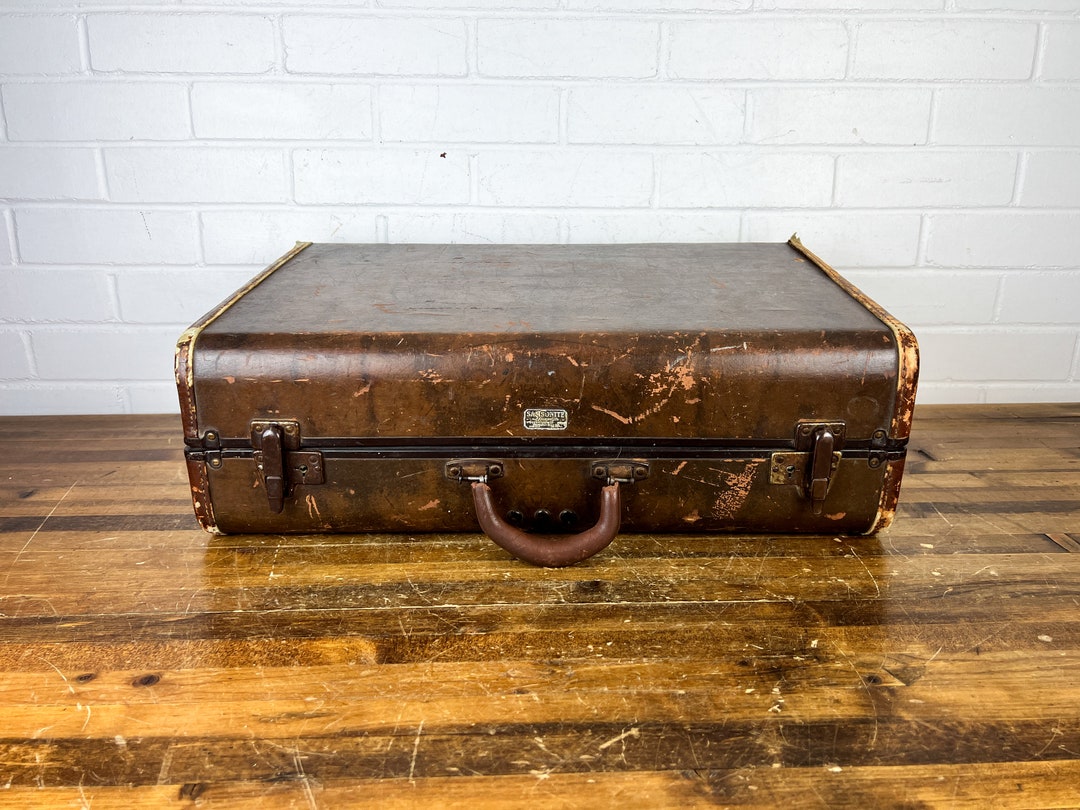 Vintage Samsonite Dark Brown Suitcase Distressed Luggage Prop Classic ...
