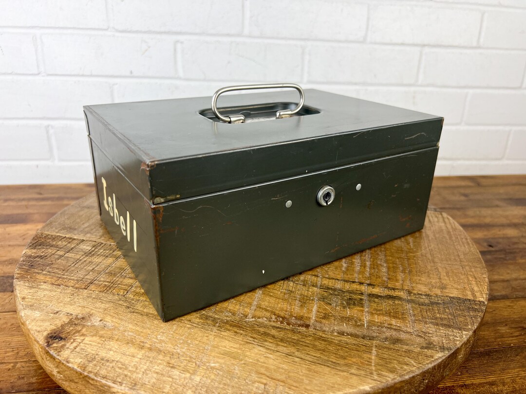 Vintage Distressed Steelmaster Gray Metal Box Simple Industrial Dark ...