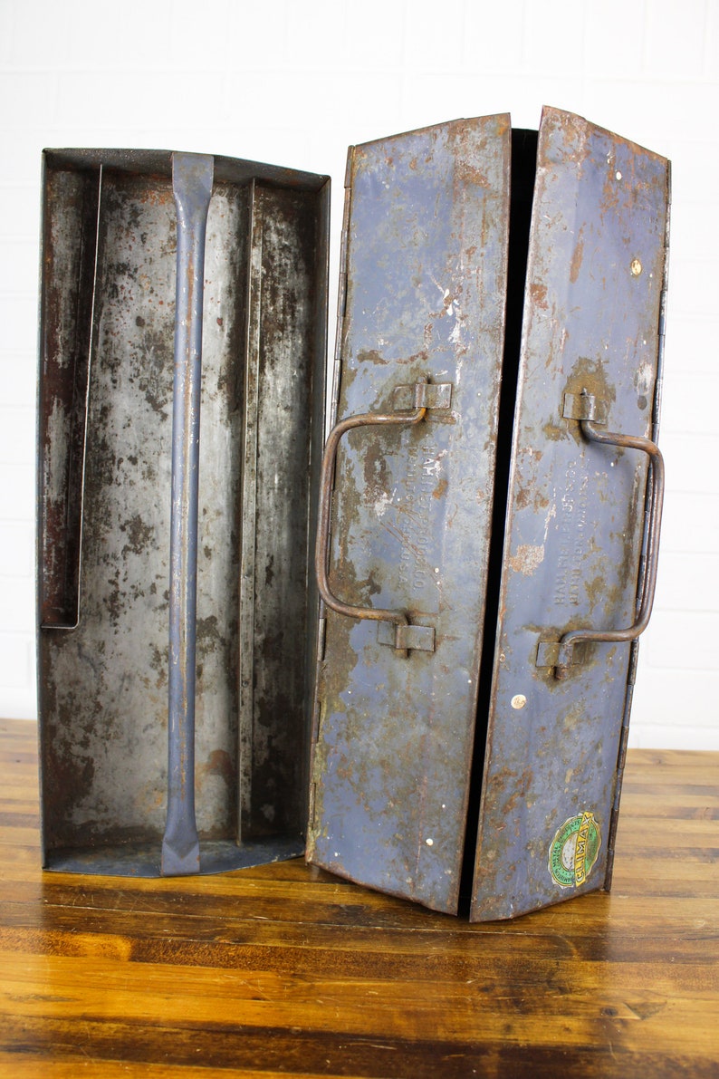 Vintage Metal Tool Box Box With Tool Box Tray Authentic | Etsy