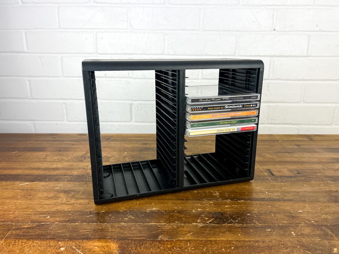 Vintage Openstock Black Plastic CD Rack – Holds 30 Cds - Etsy