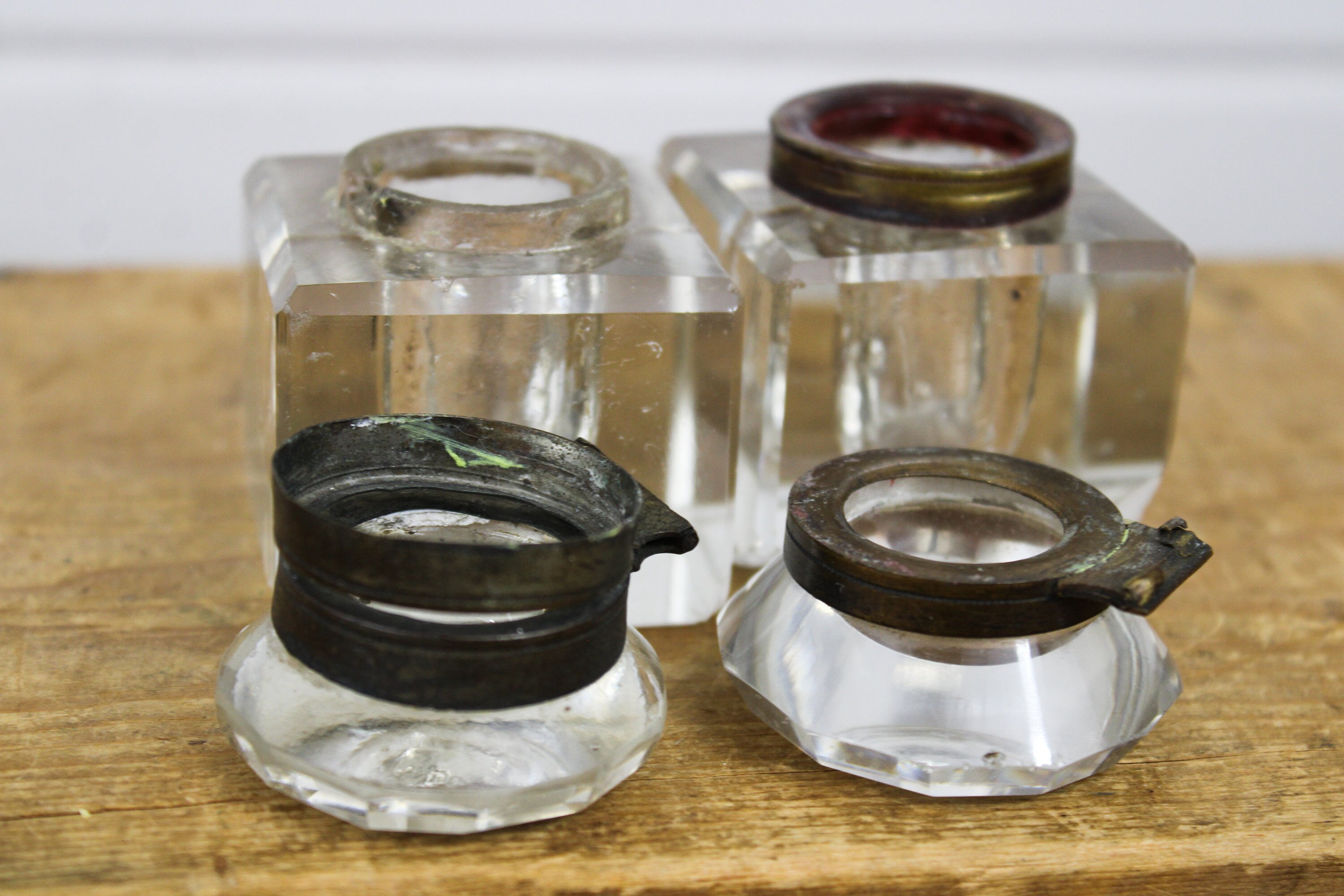 Vintage Brass Inkwell with 2 Glass Inserts Ink Pot Golden Gold | Etsy