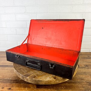 Distressed Vintage Black Metal Box With Latch and Handle Industrial ...
