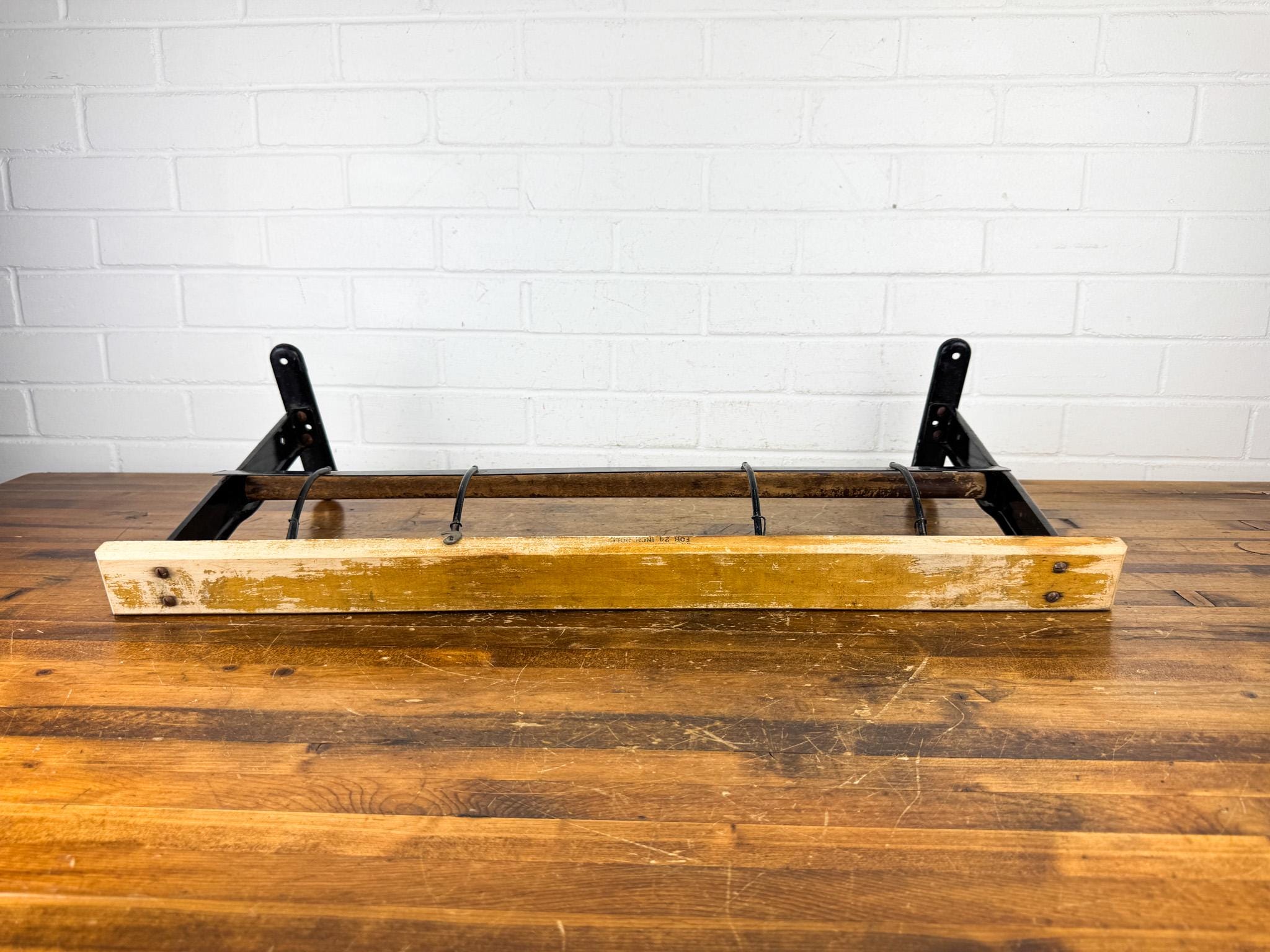 Vintage Wood & Metal Butcher Paper Cutter – 24” Roll Dispenser Rustic ...