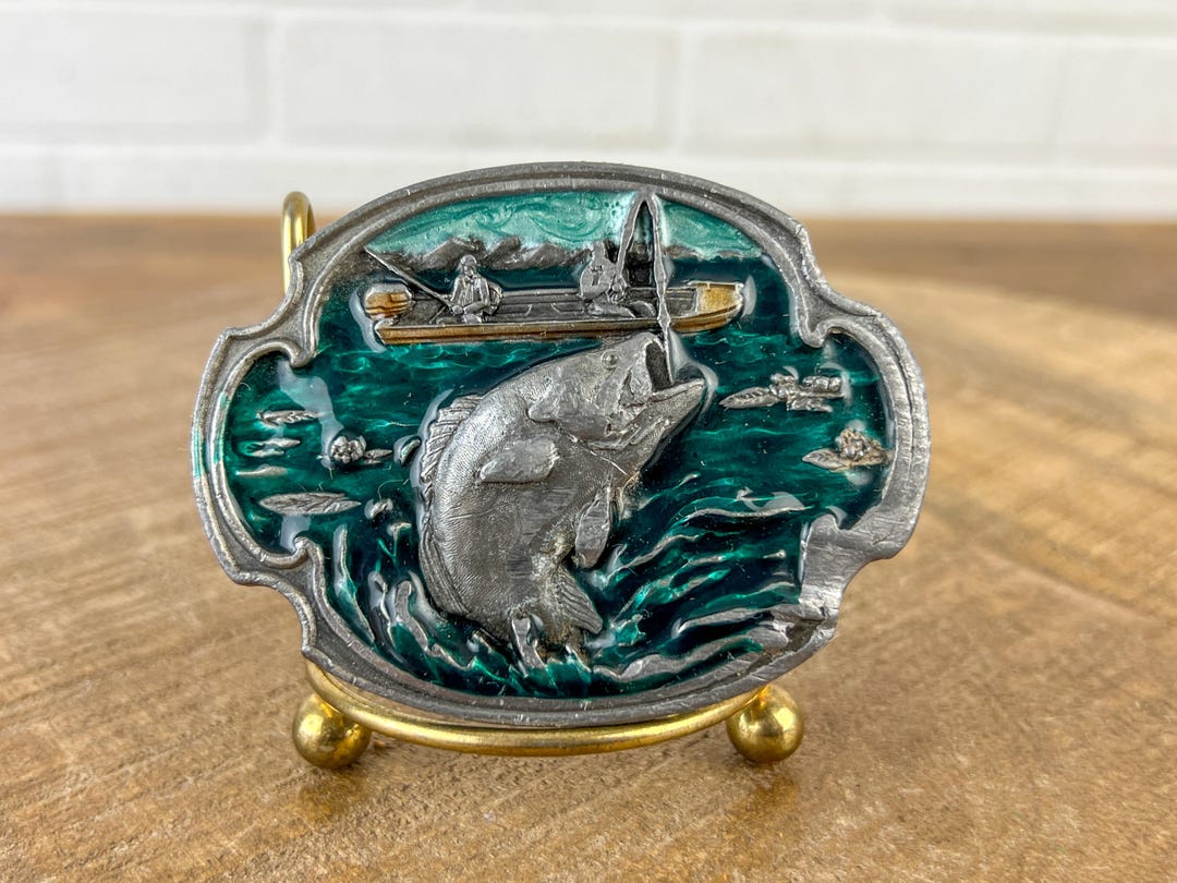 Vintage Bass Fish Belt Buckle Fisherman Belt Buckle Fish Bass Fishing ...