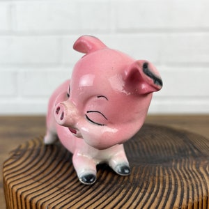 Vintage Happy Pink Pig Figurine Ceramic Pig Figure Retro Pig - Etsy