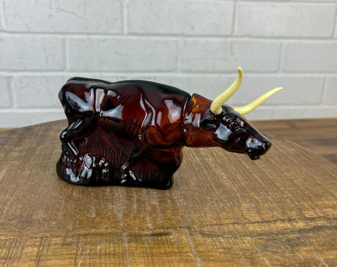 Vintage Avon Longhorn Bull Figurine Glass Steer Aftershave Bottle ...