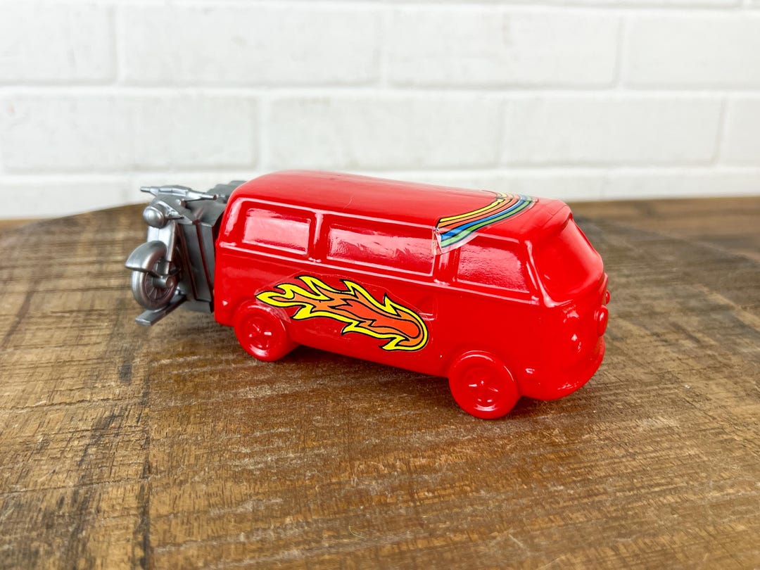 Vintage Avon Red VW Volkswagen Bus Figurine Glass Hippie Van Aftershave ...