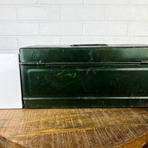 Distressed Vintage Green Metal Box With Tray With Latch Green Container ...