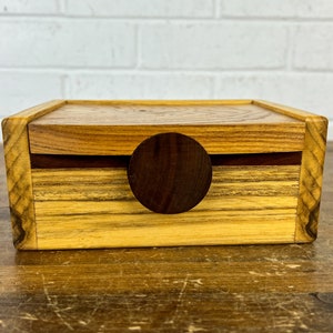 Vintage Handmade Wood Box With Lid Small Brown Wooden Rectangle Box ...