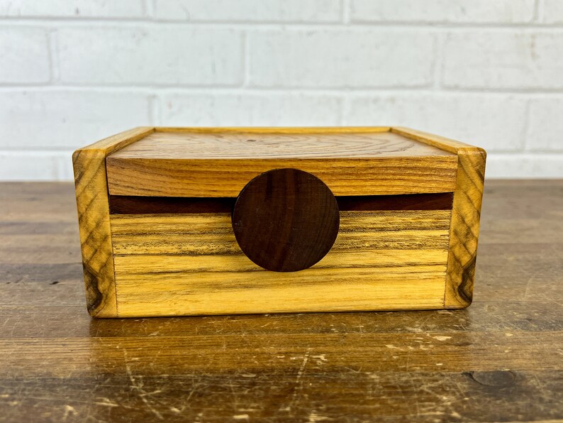 Vintage Handmade Wood Box With Lid Small Brown Wooden Rectangle Box ...