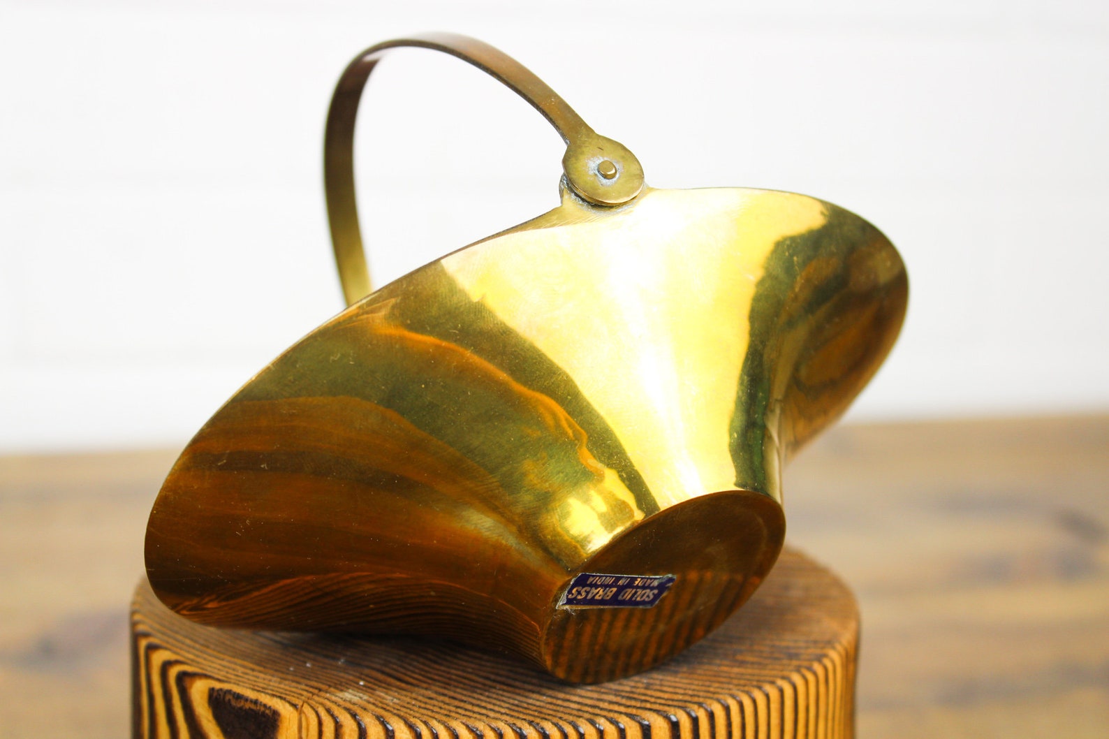 Small Vintage Solid Brass Basket with Top Handle Made in | Etsy