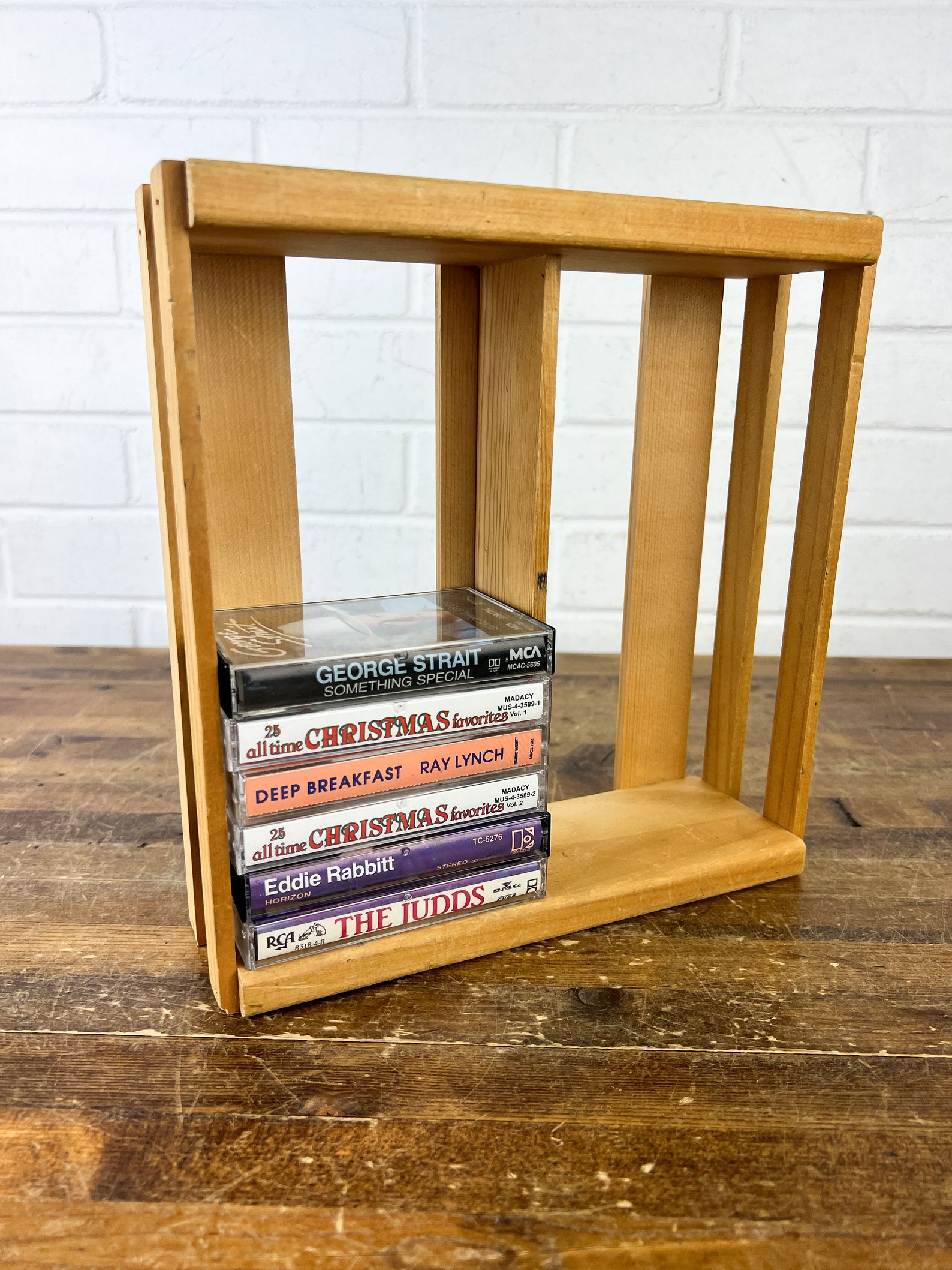 Vintage Napa Valley Wood Tape Cassette Holder Crate Storage Display ...