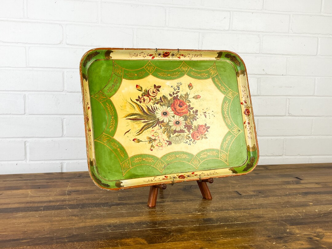 Vintage Floral Alcohol Proof Tray Made in Japan Rectangle Bar Tray ...