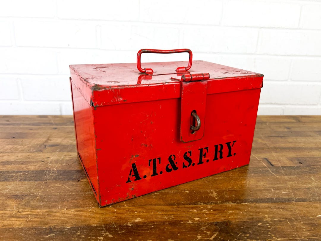 Vintage AT&SF Railroad Flare Box – Distressed Red Metal Box Train ...
