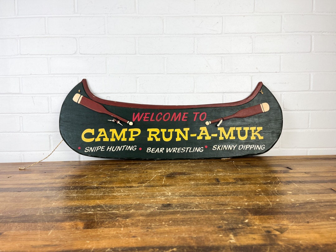 Large Wooden Camp-run-a-muk Canoe Sign Decor Artwork Vintage Wall Art ...