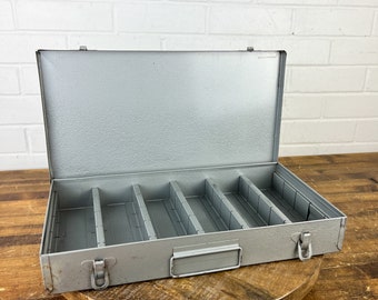 Vintage Gray Metal 35mm Slide File Box With Lid Latch Handle Mansfield ...